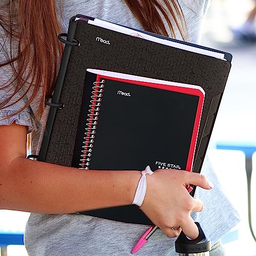 Five Star Small Spiral Notebook, 2 Subject, College Ruled Paper, 9-1/2" x 6", 100 Sheets, Black (72285)