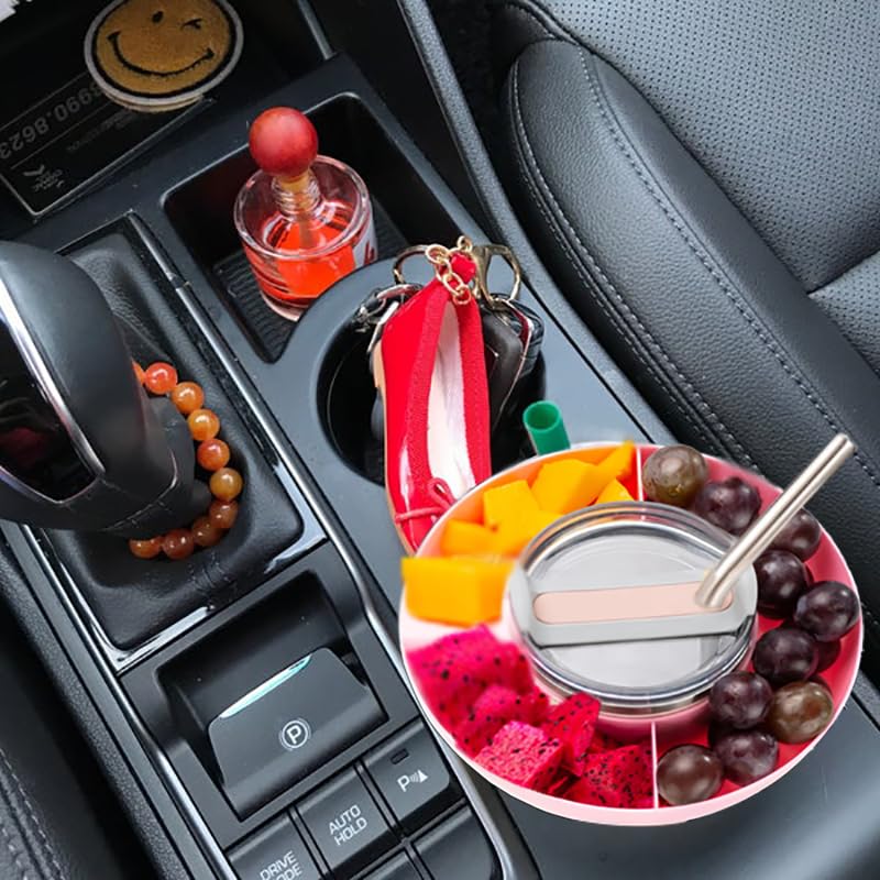 AJVOTG Snack Bowl for Stanley 40 oz Tumbler with Handle, Tumbler Snack Tray Compatible with Stanley Cup 40 oz, Reusable Snack Ring for Stanley Cup Accessories, Pink