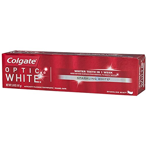 Colgate Optic White Whitening Toothpaste, Sparkling White - 5 Ounces (6 Pack)