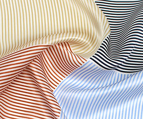 ANDANTINO 100% Pure Mulberry Silk Scarf -21β Lightweight Small Square Neckerchief β Breathable Digital Printed Scarves with Gift Packed (Contrast Color-Stripes)