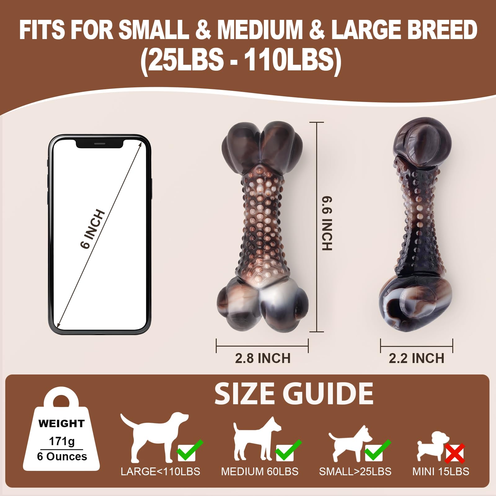 Anoodi 2 Pack Dog Chew Toys for Aggressive Chewers, Nylon Indestructible Large Dog Toys for Small Medium Dogs, Durable Interactive Dog Bone Chew Toys to Keep Them Busy, Real Beef & Bacon Flavored
