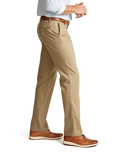 Dockers Men's Straight Fit Signature Lux Cotton Stretch Pant, New British Khaki, 36W x 30L