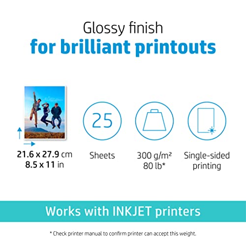 HP Premium Plus Photo Paper, Glossy, 8.5x11 in, 25 sheets (CR670A)