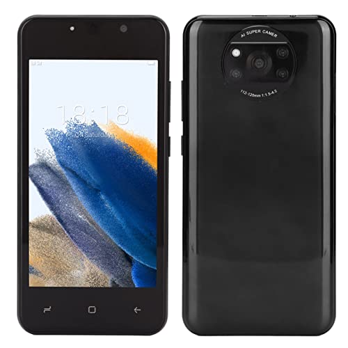 5.0Inch Unlocked Smartphone, 2GB RAM 16GB ROM, Support Face Recognition/WiFi/BT/FM/GPS, 8MP Front 8MP Rear Camera, 2G 3G Cell Phone for Android 10.1 (Black)