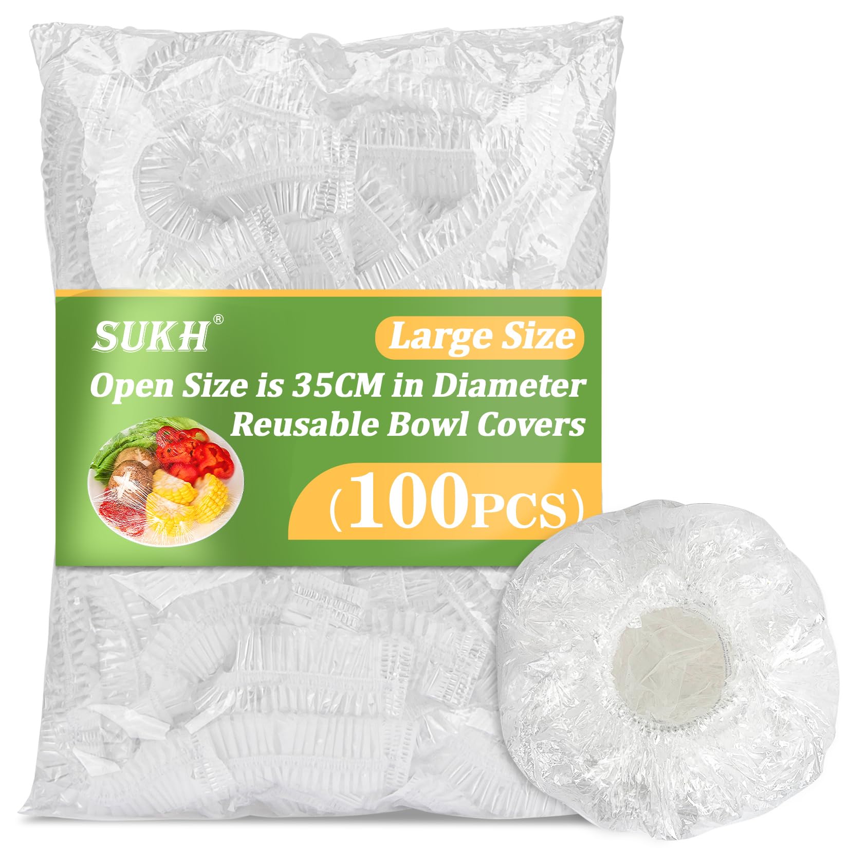 Sukh 100PCS Bowl Covers Reusable - Thickend&Sturdy Plastic Bowl Cover Elastic Food Covers Stretch Reusable Disposable Food Storage Fresh Keeping Bags Outdoor to Keep Dust Away Outdoor Party Supplies