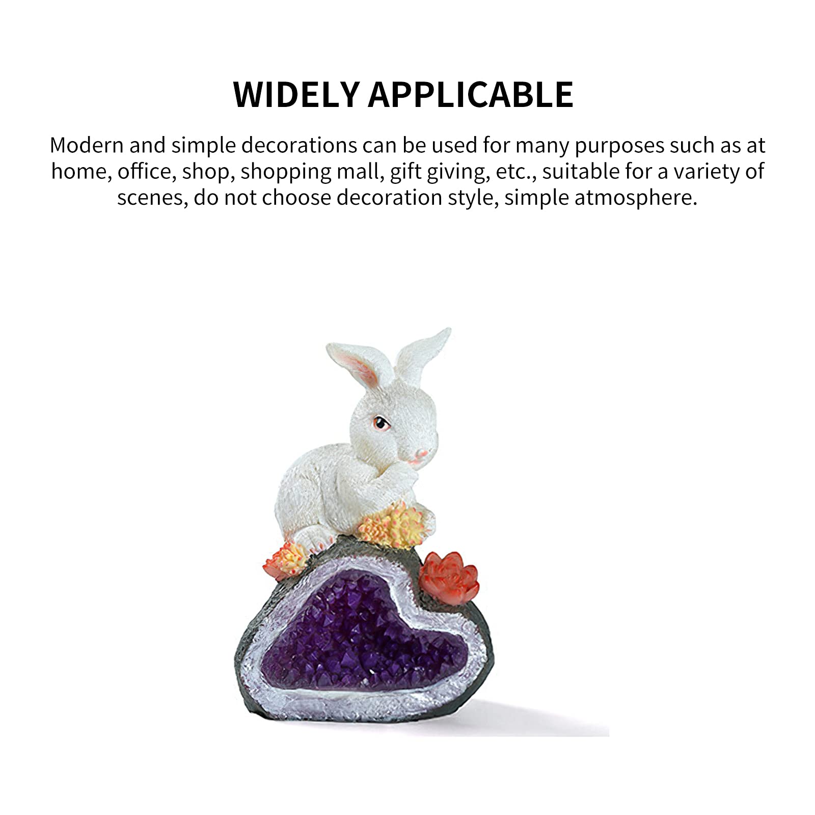 Resin Rabbit Ornament Solar Powered Bunny Statue Lamp Adorable Rabbit Figurine Decorative LED Lawn Light Lovely Art Decor Sculpture for Garden Patio Lawn Desktop Home Office