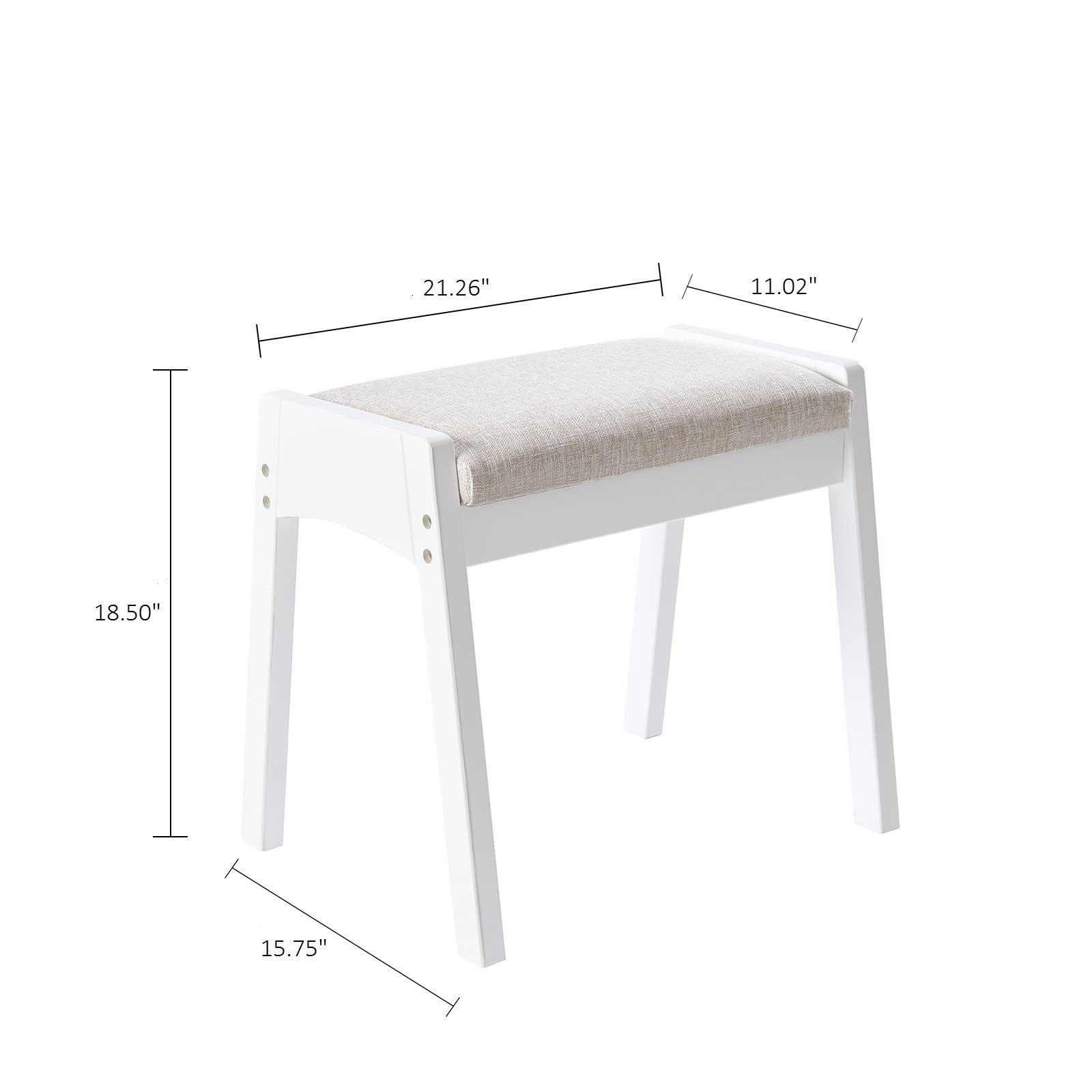 BEWISHOME Vanity Stool, Bedroom Vanity Chair with Large Surface Upholstered Seat, Vanity Bench, Desk Stool Makeup Chair,18β Height Makeup Bench Stool Chair, Stool for Vanity Makeup Stool White FSD05W