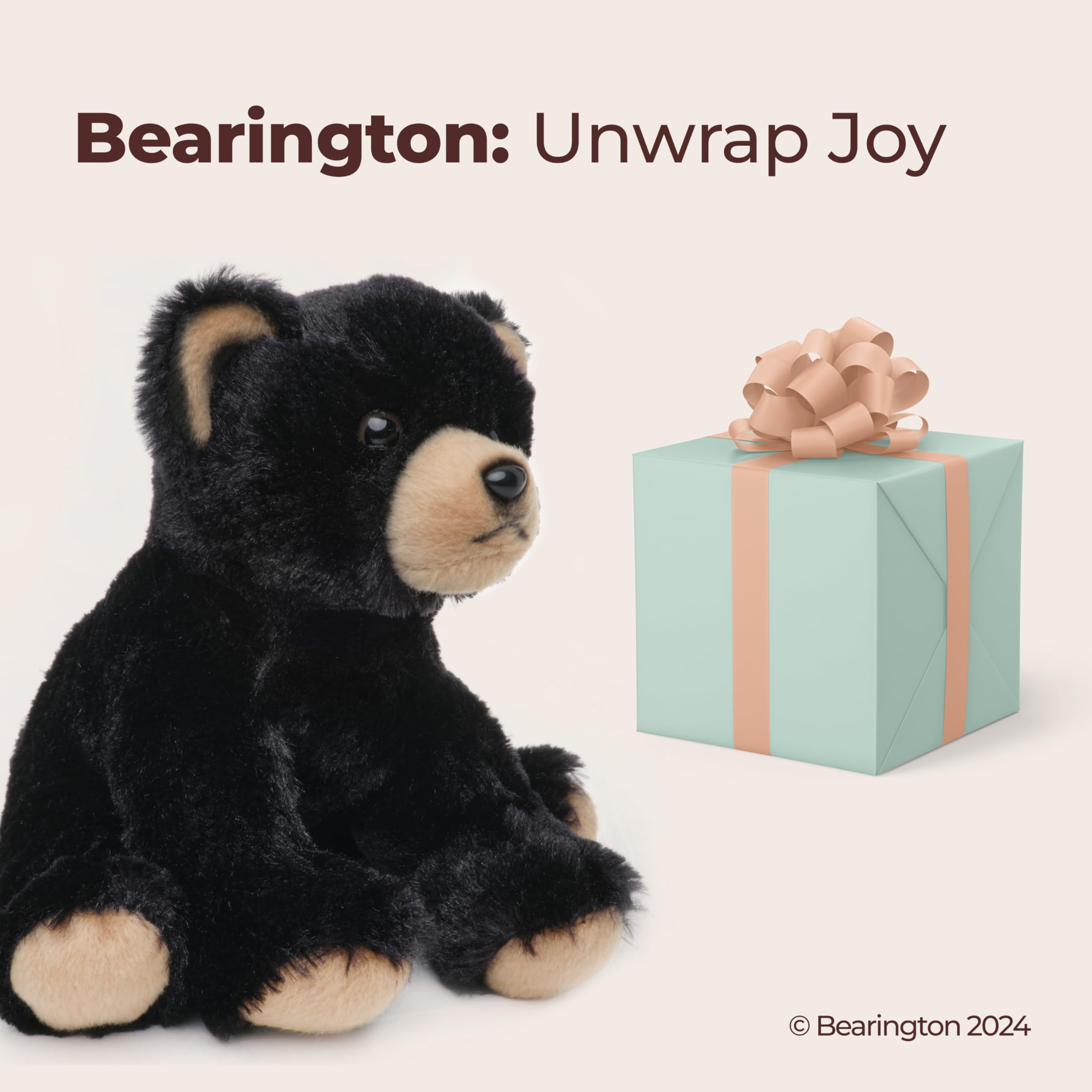 Bearington Lil' Huck Small Plush Stuffed Animal Black Bear, 7 Inches