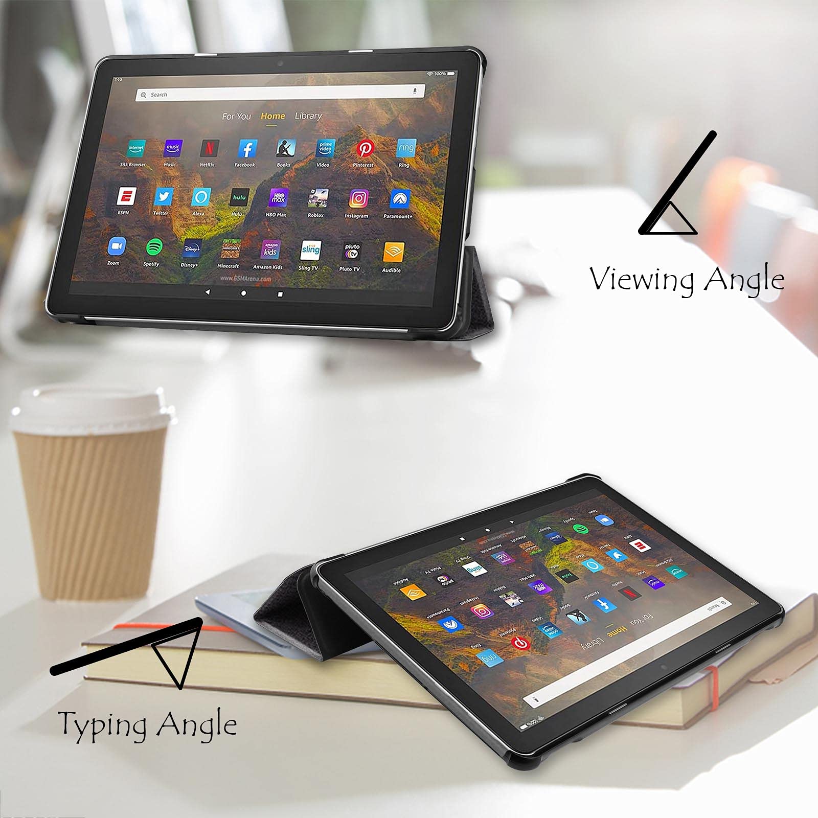 Aippdo Case for All-New Fire HD 10 & Fire HD 10 Plus Tablet (10.1", 11th Generation, 2021 Release), Slim Folding PU Leather Stand Cover Case with Auto Wake/Sleep