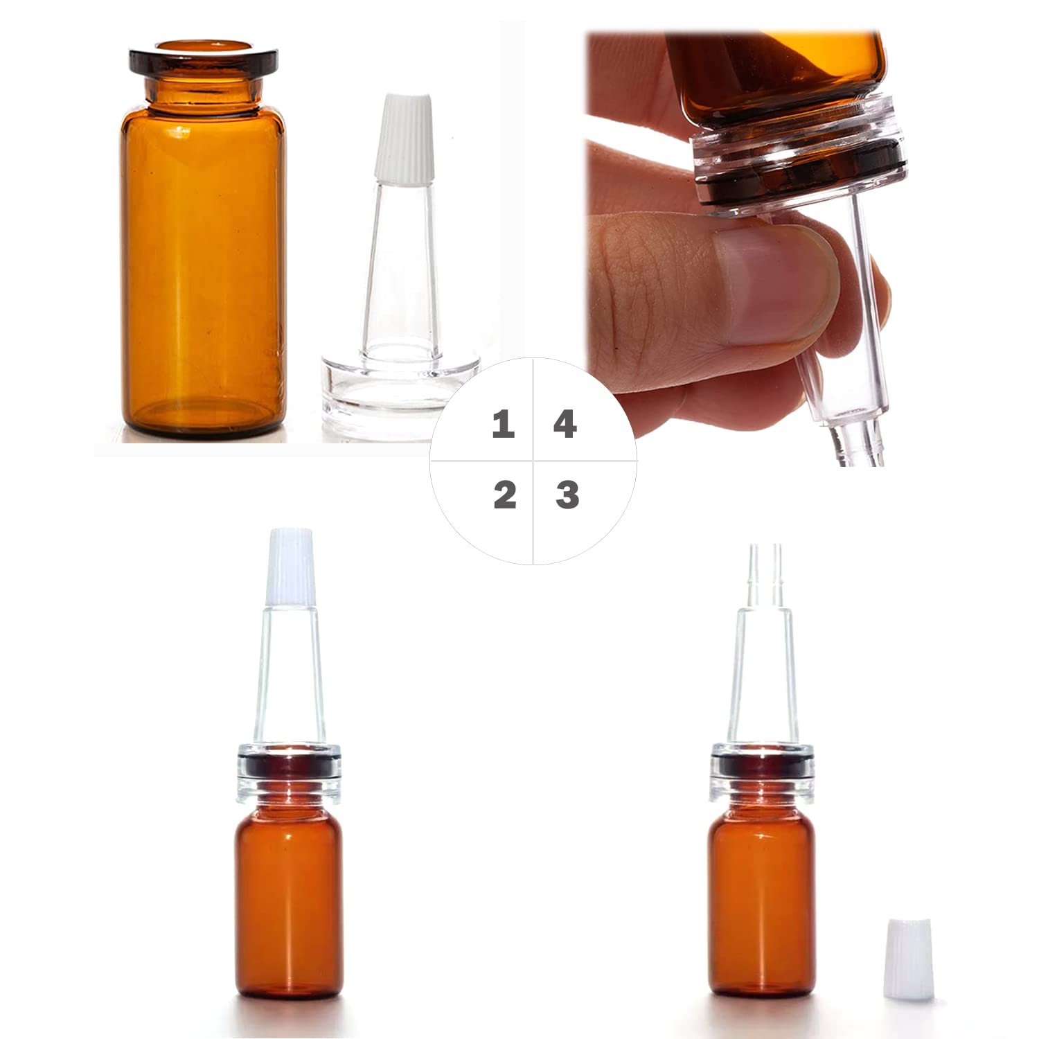 Glass Bottle Serum Vial Dropper - Transparent Silicone Trumpet Dropper Cap for 5ml/7ml/15ml/20ml/30ml Essential Oils Bottle with Inner Bottle Diameter 20mm (30)