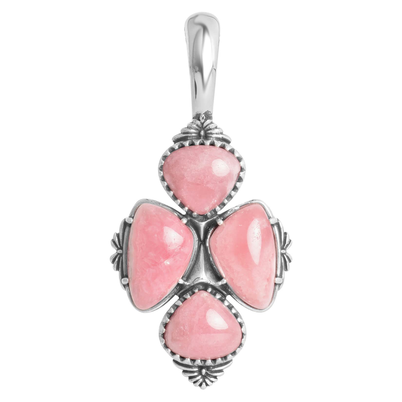 American West Sterling Pink Rhodochrosite Gemstone Pendant Enhancer