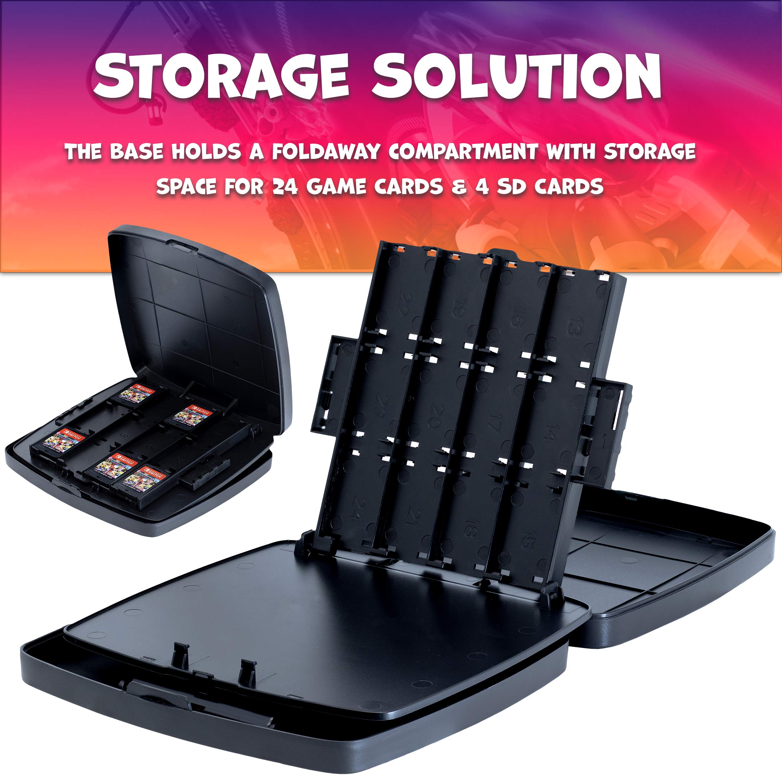 ADZ Switch Stand, Multi-Function Switch Playstand Compatible with Nintendo Switch Console, Portable & Compact with 7 Height Settings & 24 Switch Game Holder