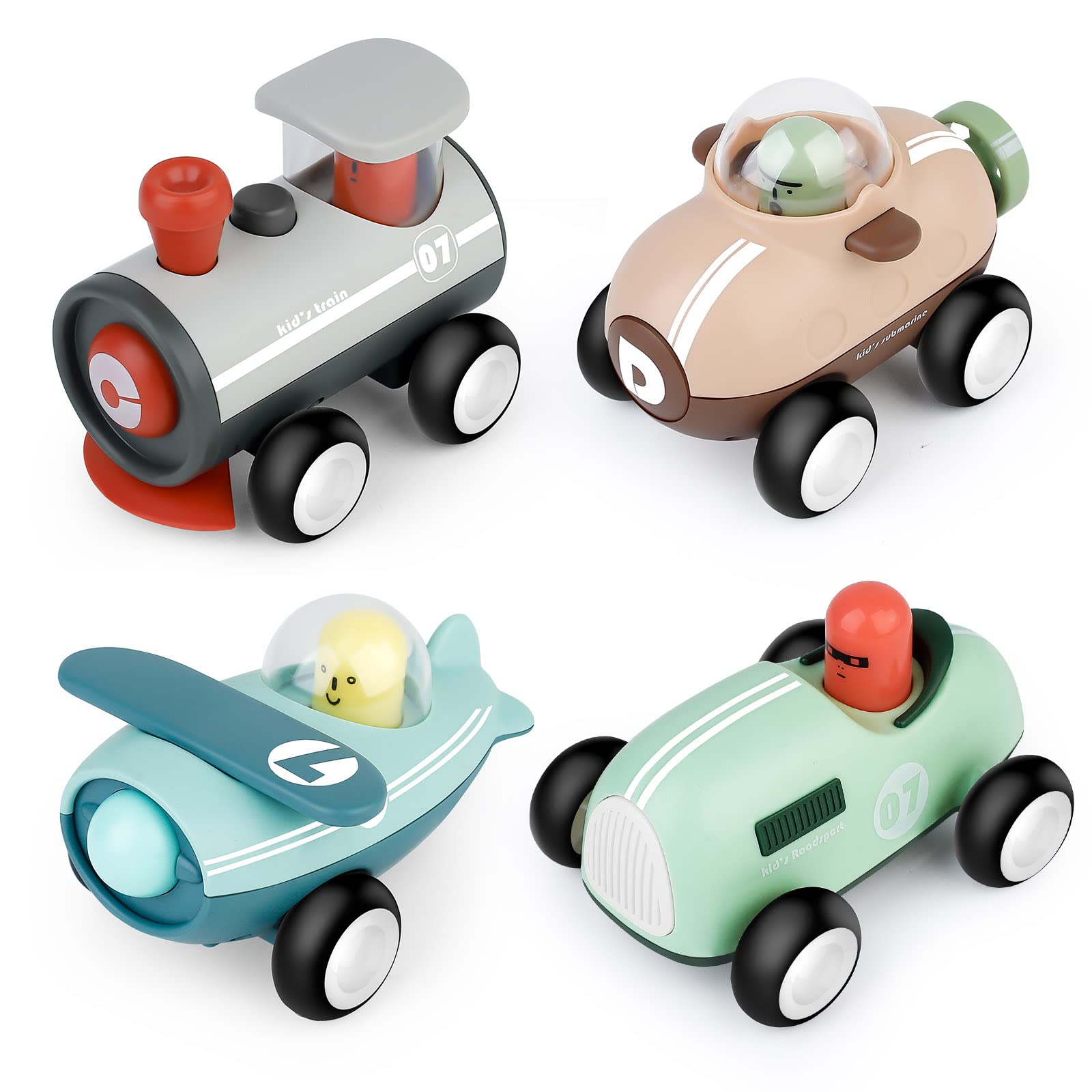 FVLFIL 4PCS Toy Car Electric Music Set, OYN Food Grade ABS Material Car, Plane, Train, Submarine Vehicle Four-Piece, Gift Specially Designed for Children and Babies (More Than 12 Months)………