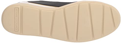 A|X Armani Exchange Men's Elevated Stripe Logo Colorblock Action Leather Sneaker, White/Black, 8.5