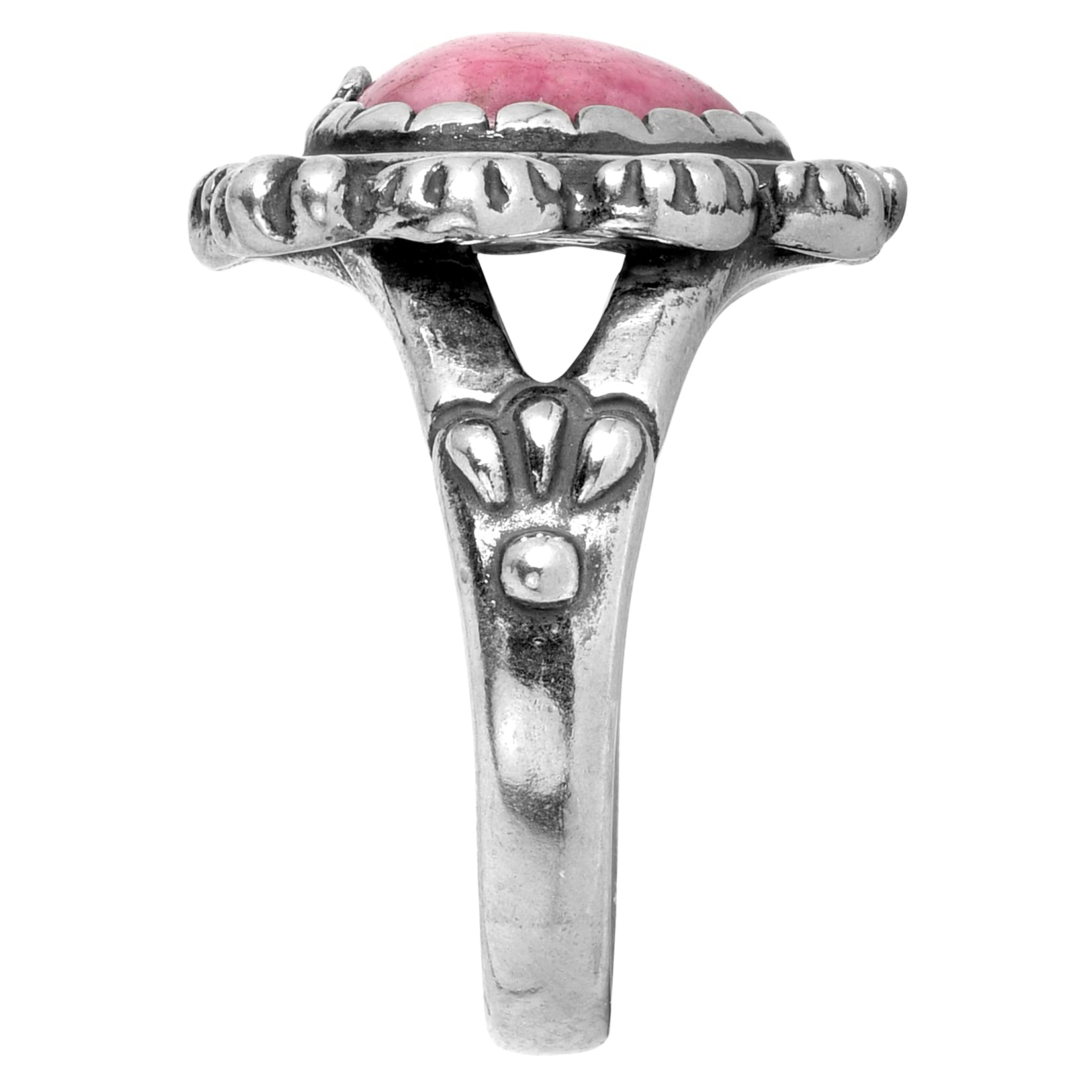 American West Sterling Silver Women's Pink Rhodonite Gemstone Heart Concha Size 7