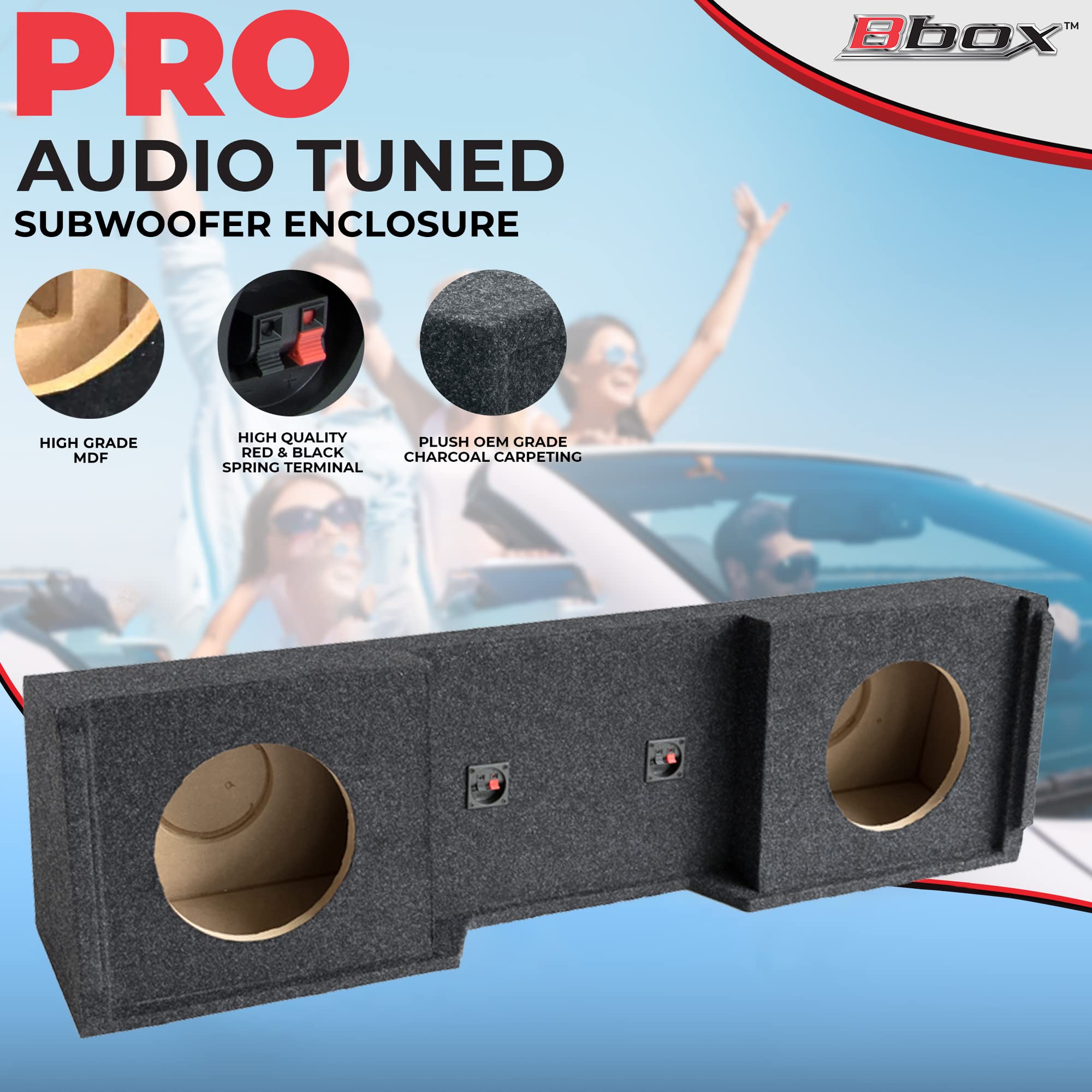 Bbox Dual Sealed 10 Inch Subwoofer Enclosure - Accu-Tuned Subwoofer Box Improves Audio Quality, Sound & Bass - Fits 1999-2007 Chevrolet/GMC Silverado/Sierra Extended Cab,Charcoal