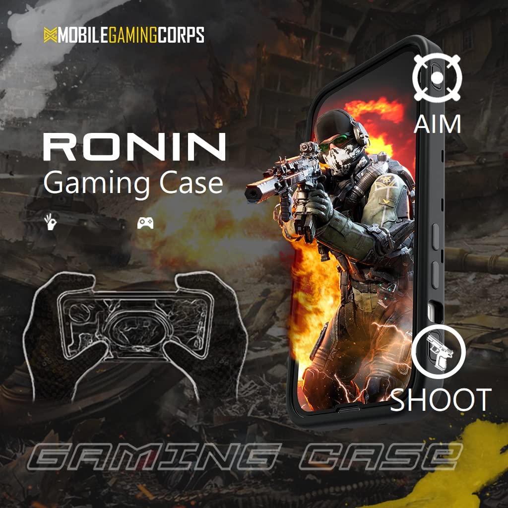 iPhone 13 Pro Mobile Gaming Triggers Controller Case and Gaming Glass (Screen Protector) for PURG/Sniper/Fortnitee/Call of Duty and other shooting games
