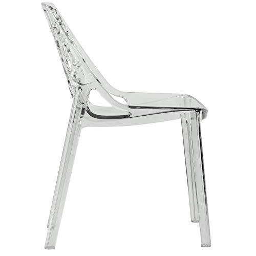 LeisureMod Caswell Cut-Out Tree Design Modern Dining Chairs, Set of 2 (Clear)