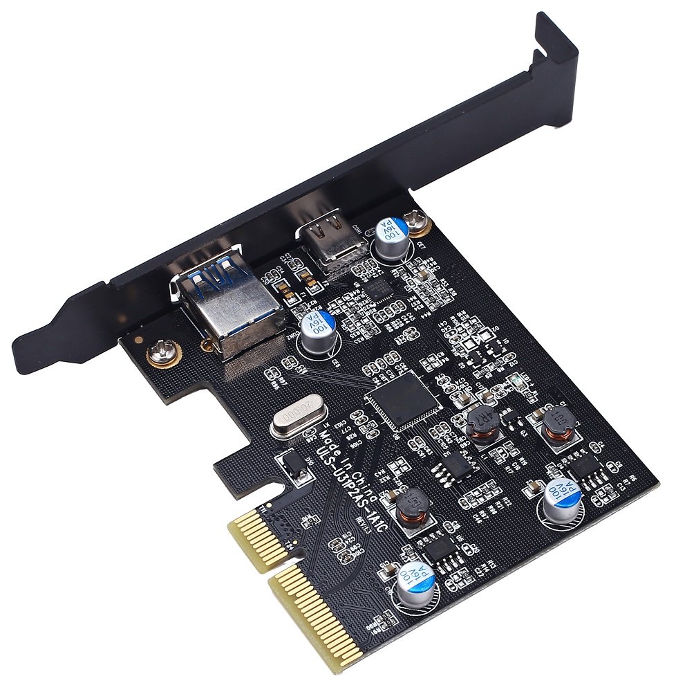 TOTOVIN PCI-E PCI Express to USB 3.1 Gen 2 (10 Gbps) Type A+Type C Expansion Card Asmedia Chipset for Windows 7/8/8.1/10/Linux Kernel (Type A+Type C)
