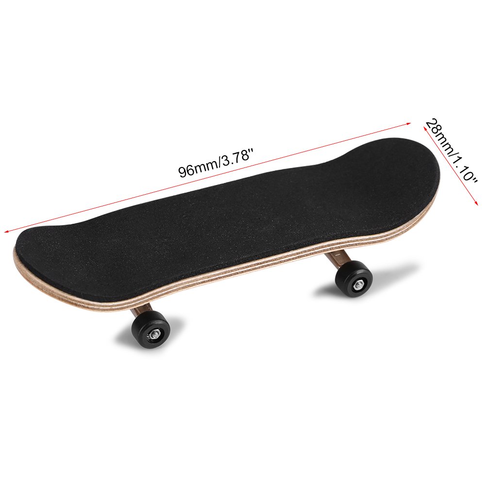 Combort 1Pc Finger Skateboards Fingerboards Sets, Maple Wooden+Alloy Fingerboard Finger Skateboards with Box Reduce Pressure Kids Gifts(Black)