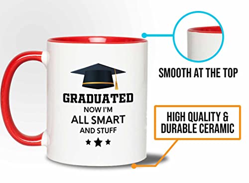 Flairy Land Graduation 2Tone Red Mug 11oz - All Smart and Stuff - Graduation Gifts for Her Senior Graduation College Student College Graduate Classmate MBA Grad