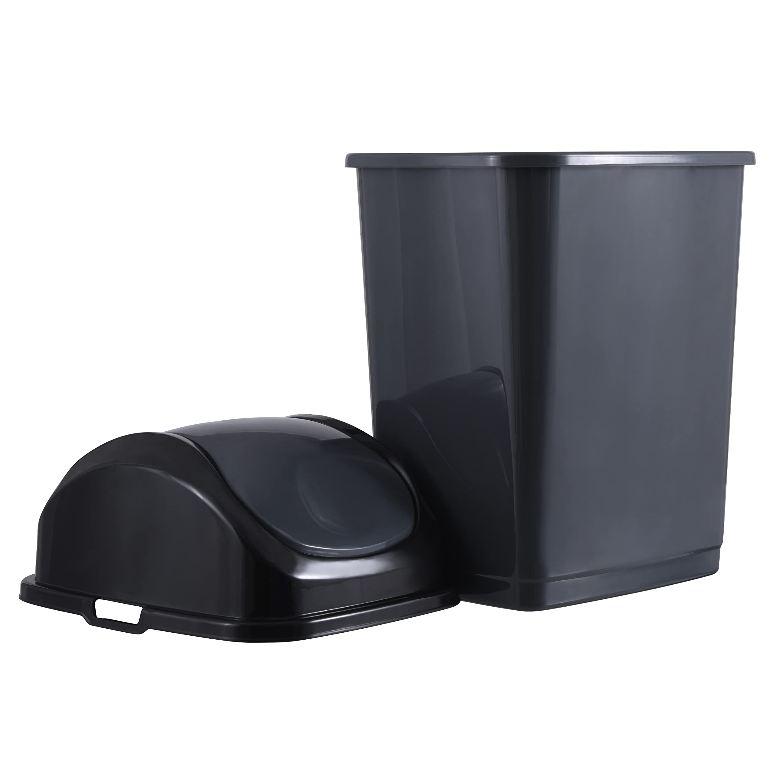 Superio Swing Top Trash Can,Set of 3 Waste Bins for Home, Kitchen, Office, Bedroom, Bathroom, Ideal for Large or Small Spaces - White (Grey-10 qt+2 5 qt)