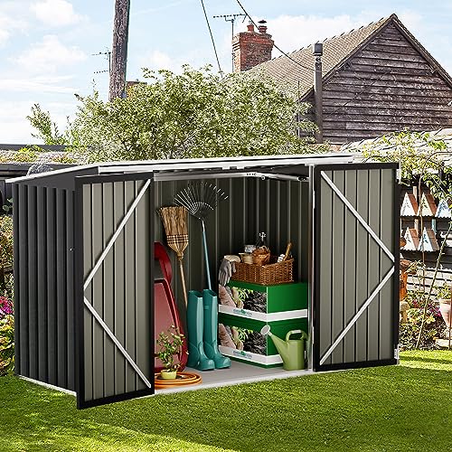 Flamaker 5.8 x 3.3 FT Storage Shed Outdoor Metal Trash Can Shed with Hydraulic Gas Rod Lockable Garden Tool Shed for Backyard, Lawn, Roadsid