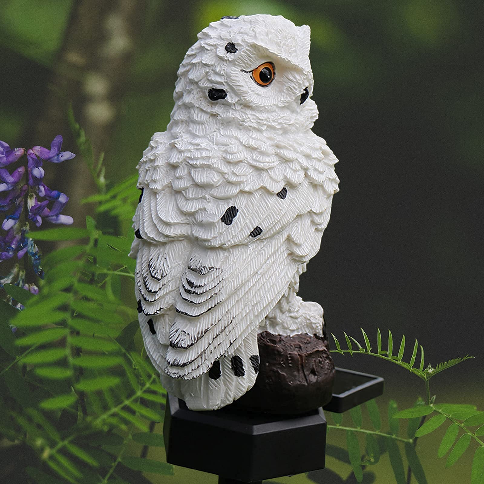 OriginalSourcing Solar Garden Lights Garden Statues LED Owl Solar Lights Waterproof Owl Lamp Outdoors for Garden Decor (White)