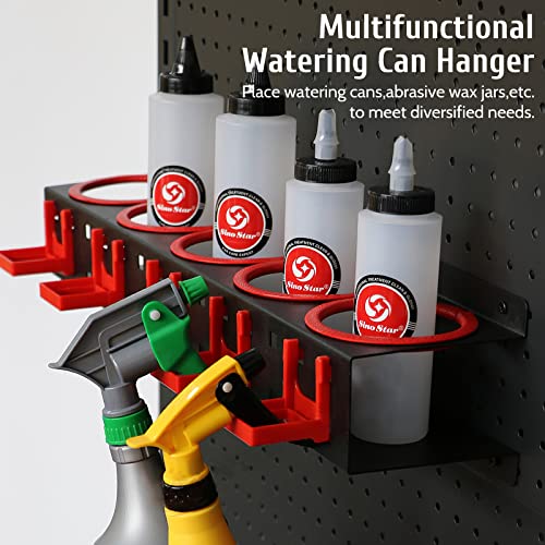 Spray Bottle Storage Rack,Spray Bottle Holder,Wall-mounted Garage Bottle Organizer with 5 Plastic Hanging Hooks Cleaning Detailing Tools Hanger,Abrasive Material Hanging Rail Car Beauty Shop Accessory