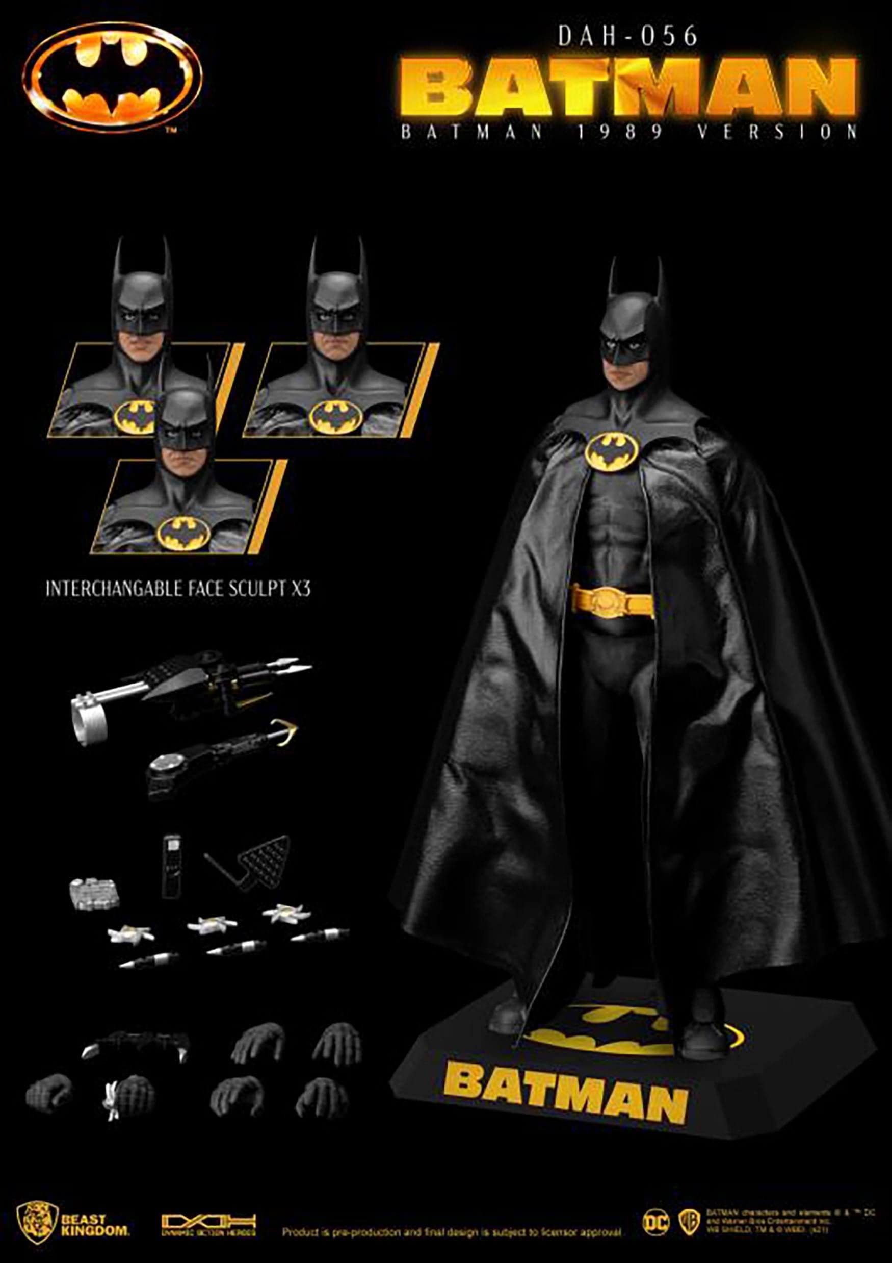 Beast Kingdom Batman 1989: Batman DAH-056 Dynamic 8ction Heroes Action Figure Multicolor