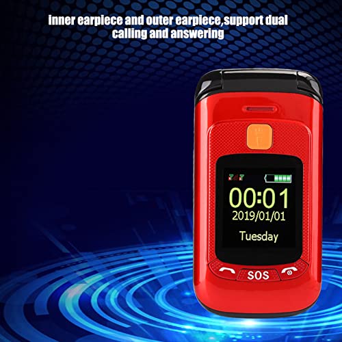 Zopsc F899 Flip Mobile Phones Unlocked Dual SIM Dual Standby Mobile Phone for Elderly Big Buttons, 2800mAh Battery Long Standby (Red)(US Plug)