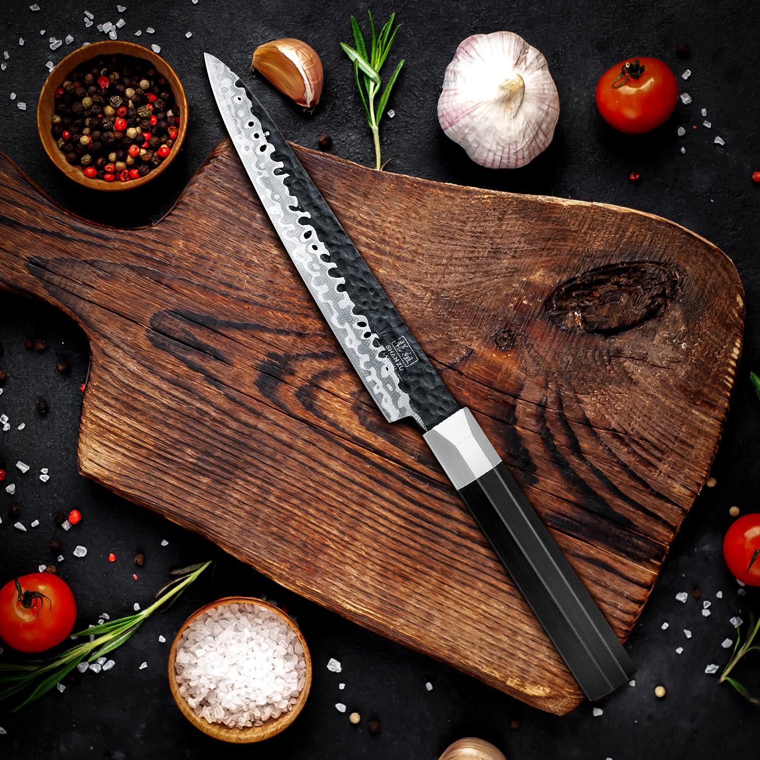 SHAN ZU Kitchen Utility Knife 6 inch, 7 Layers 9Cr18MoV High Carbon Steel Japanese Chef Knife for Slicing/Chopping/Dicing, Professional Super Sharp Gyuto Knife with Ergonomic G10 Fiberglass Handle
