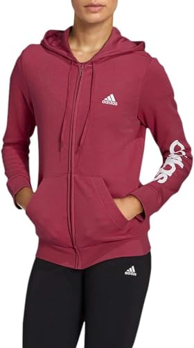 adidas Womens Essentials Full-Zip Hoodie Wild Pink/White/White Large