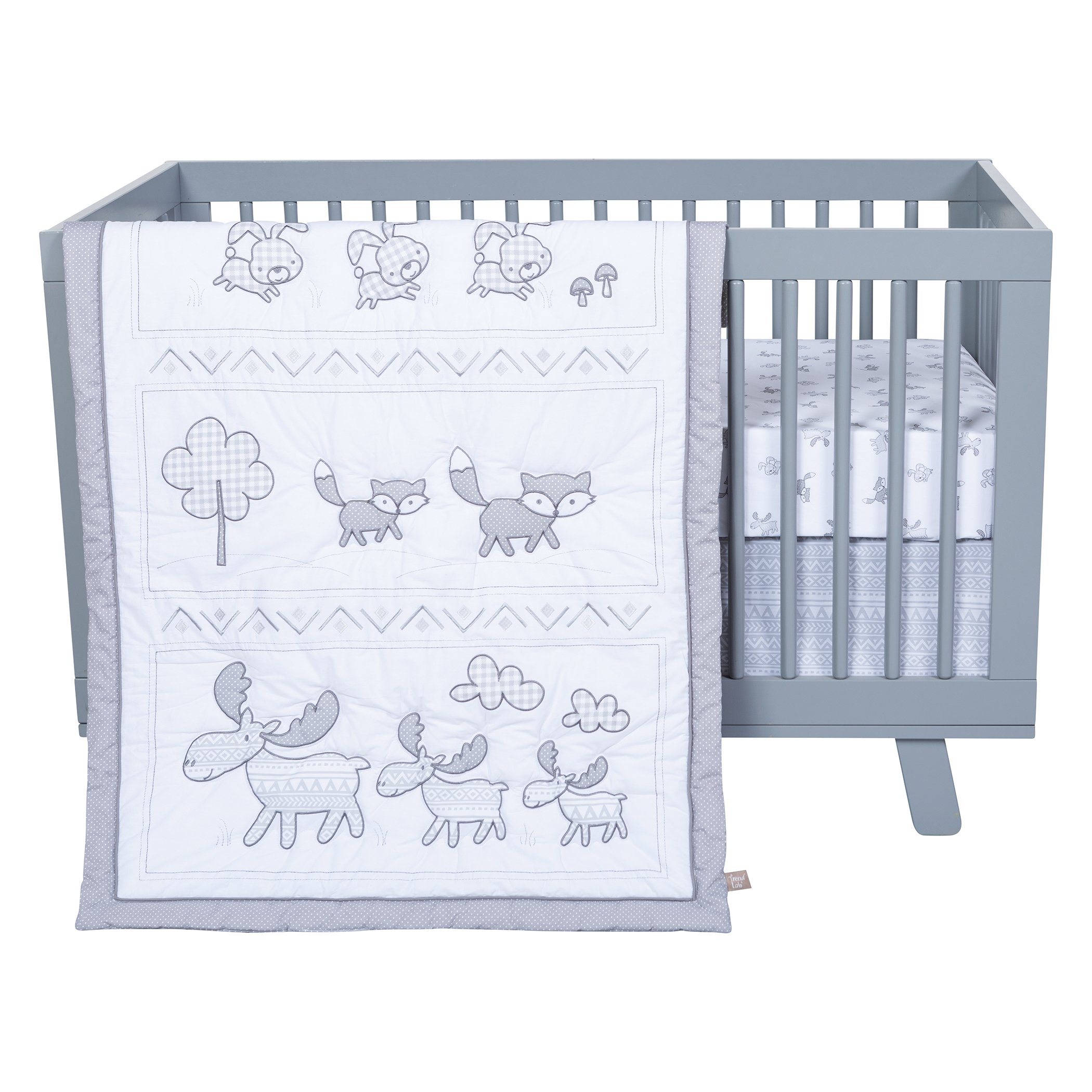 Trend Lab Aztec Forest 3 Piece Crib Bedding Set, Can Be Used As A Blanket Or A Playmat for Tummy Time, Includes Quilt, Fitted Crib Sheet and Skirt