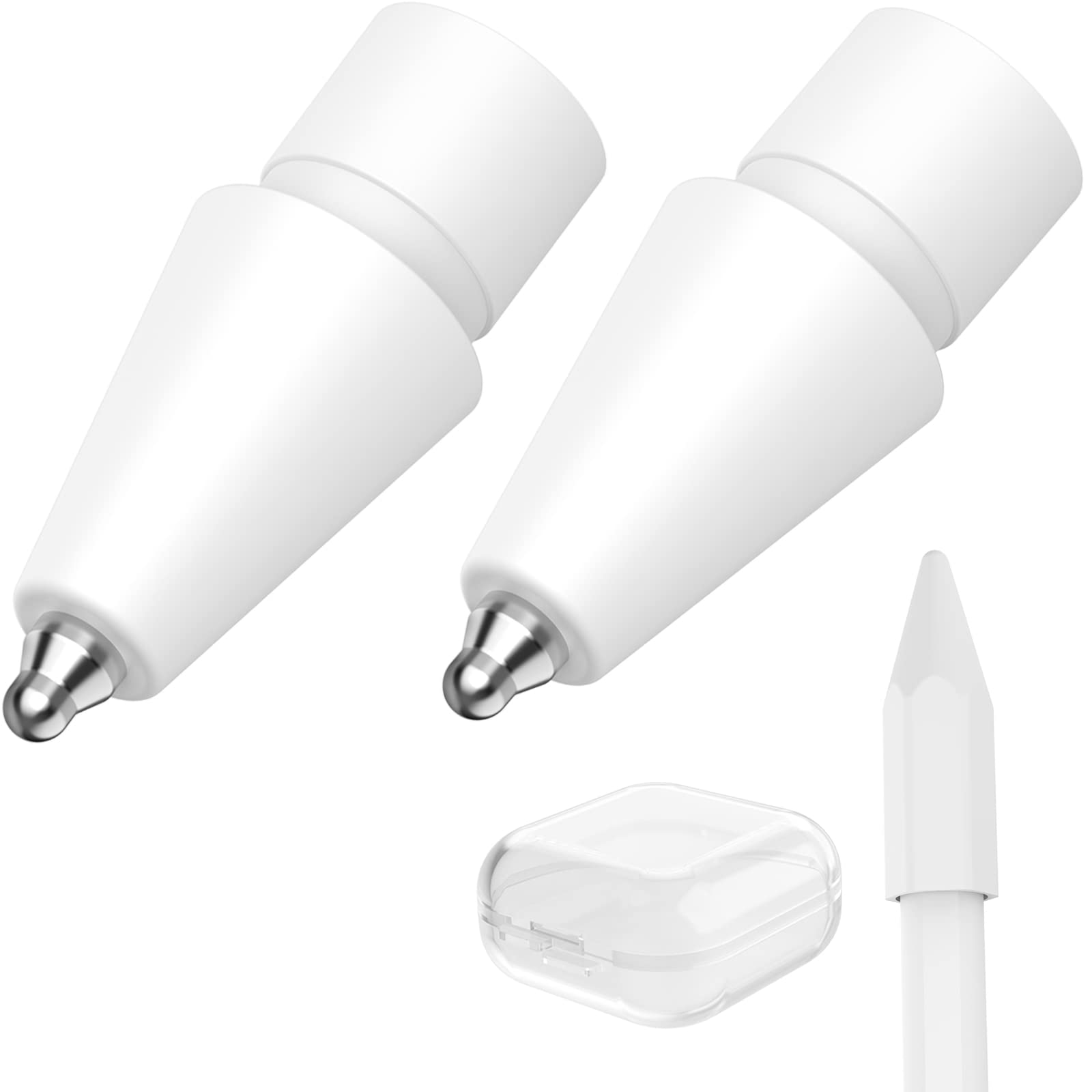 AHASTYLE Upgraded iPencil Tips Compatible with Apple Pencil Replacement Apple Pencil Nibs No Wear Out Fine Point Precise Control Compatible with Apple Pencil 1st and 2nd Generation (White+White)