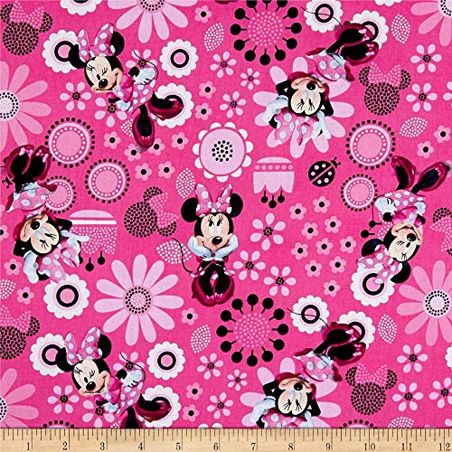 Springs Creative Products Disney Minnie Bowtique Cotton Minnie Allover Quilt Fabric, Pink, Quilt Fabric By The Yard