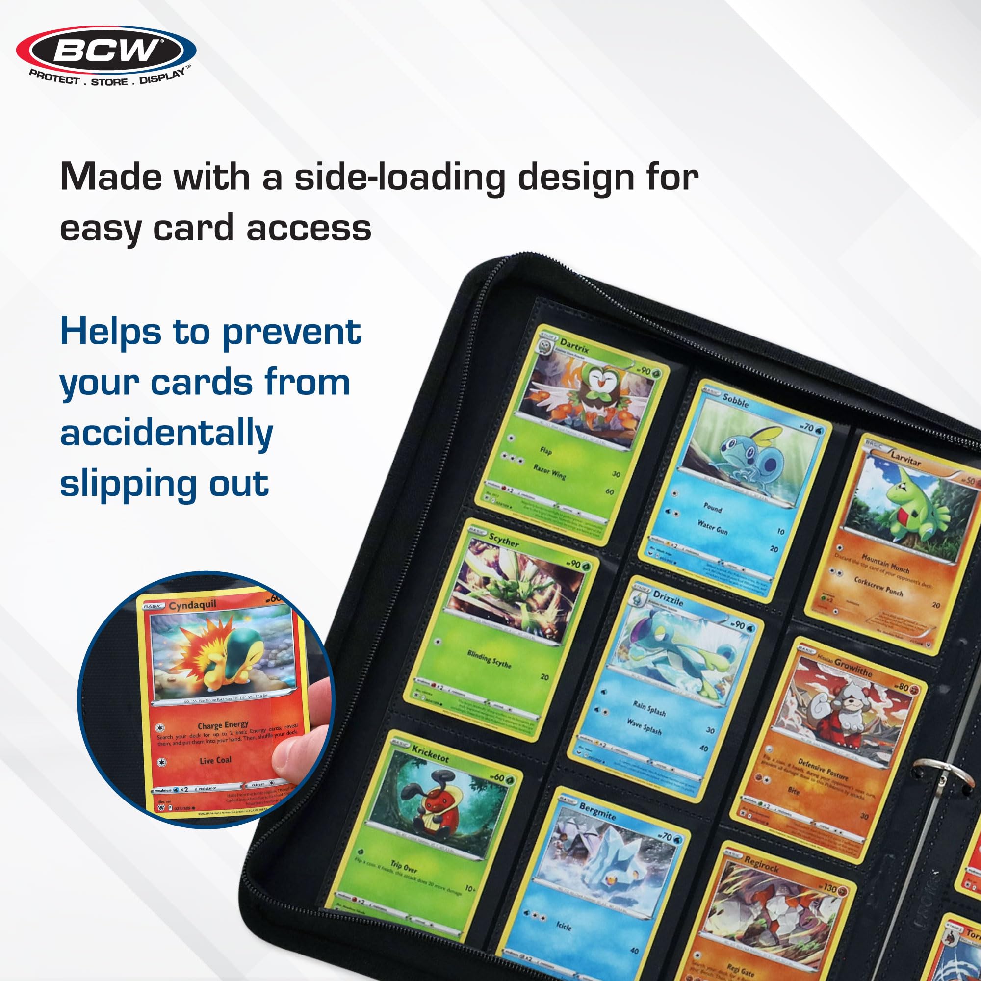 BCW Double-Sided 9-Pocket Pages Holder - 10 Black Pages | Trading Card Binder Sheets | Secure Side Loading | Ideal Card Storage and Display Solution