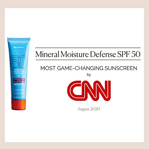 MDSolarSciences Mineral Moisture Defense SPF 50 Sunscreen for Body – Water-Resistant Broad-Spectrum UV Protection – Zinc Oxide Cream, Helps Restore Skin’s Natural Moisture Barrier, Sheer, 4 Fl Oz