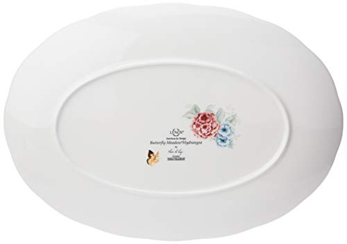 Lenox Butterfly Meadow Hydrangea Large Oval Platter, White -