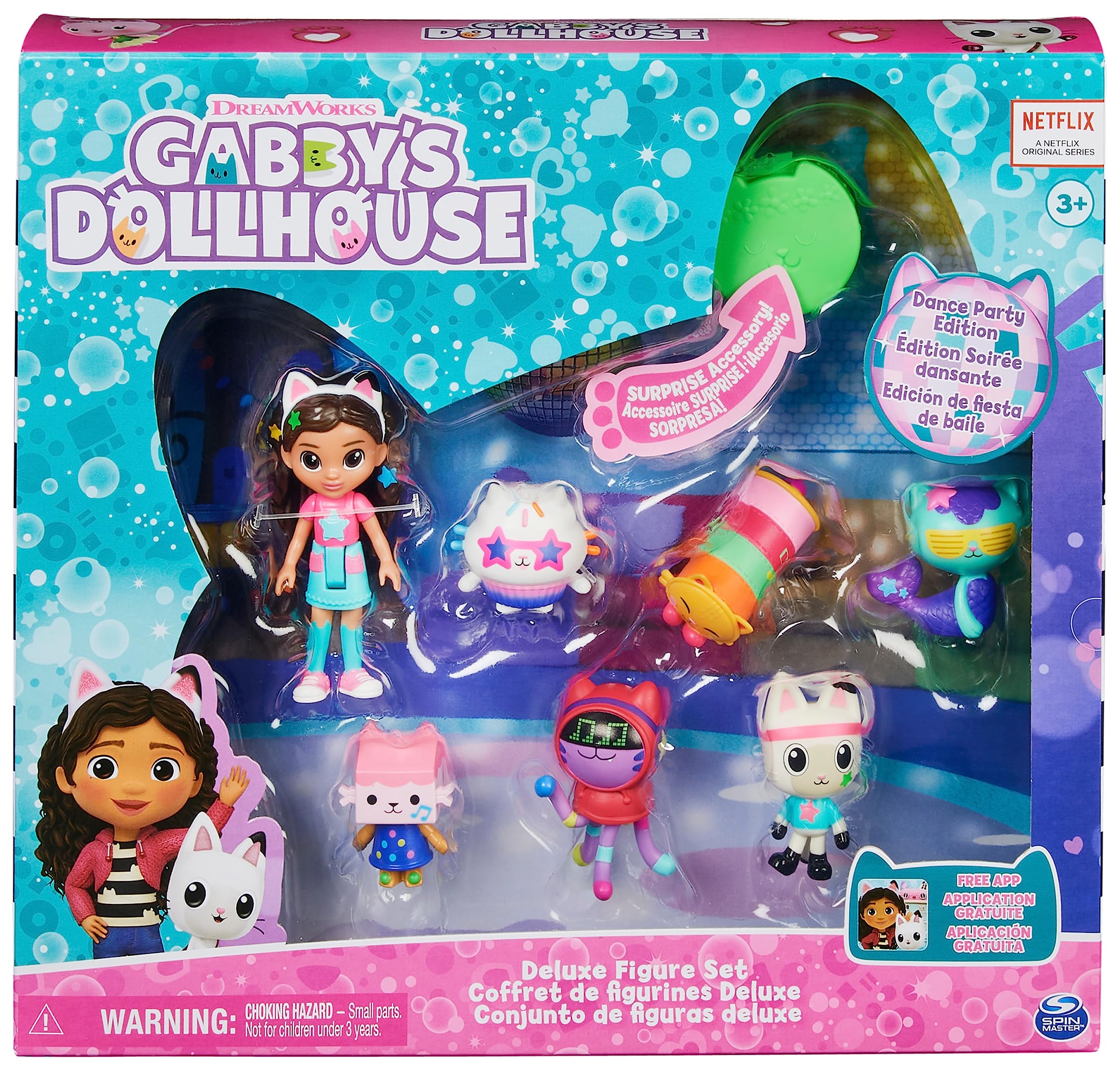 Gabby’s Dollhouse, Dance Party Theme Figure Set with a Gabby Doll, 6 Cat Toy Figures and Accessory Kids Toys for Ages 3 and up!