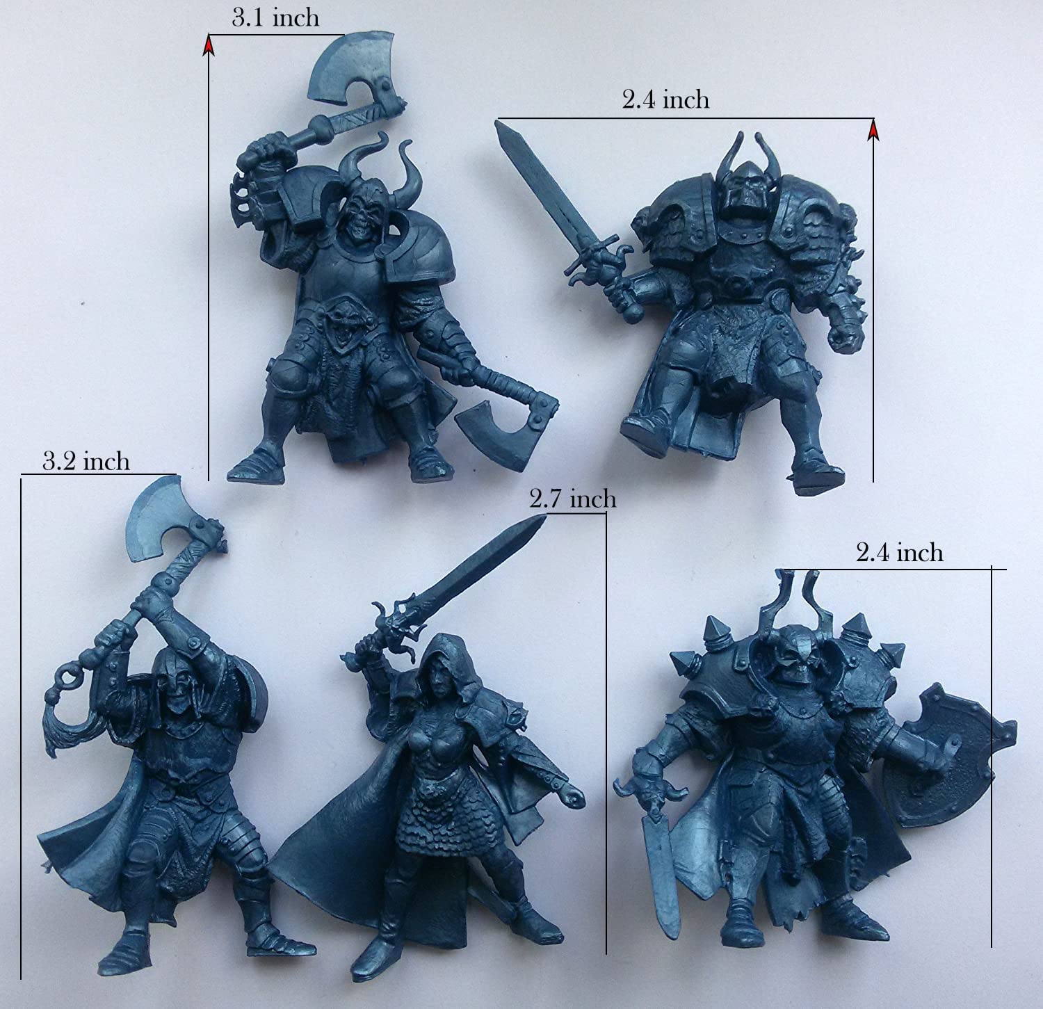 Fantasy Battles Creature Mini Action Figure Playset- Wariors 2 ʺ Fantasy Figures - XL 1/32nd Scale DND 5 pcs Characters Accessories RPGs and Soldiers