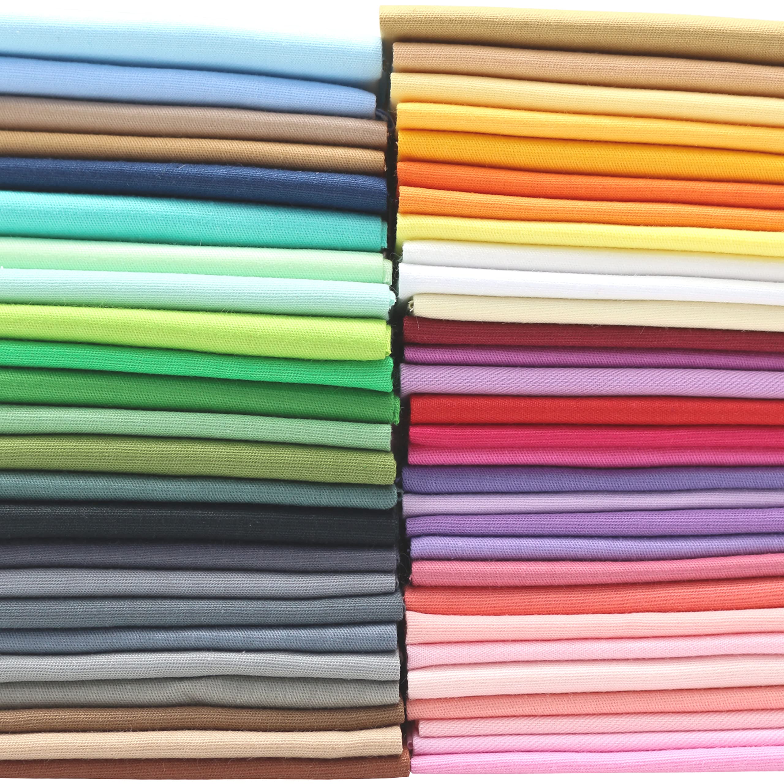 OZXCHIXU 54Pcs Solid Color Fabric Cotton Fat Quarters 9.8''x9.8'' Squares Fabric Bundles for DIY Sewing Scrapbooking Quilting Craft Patchwork, DIY Craft, Scrapbooking Cloth, Assorted Color