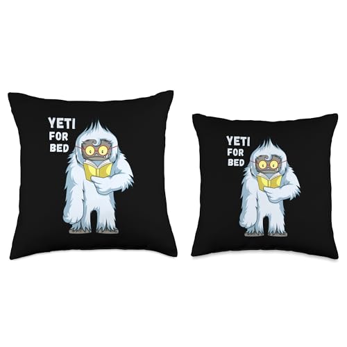 Yeti For Bed Funny Book Lover Abominable Snowman Reading Fun Throw Pillow