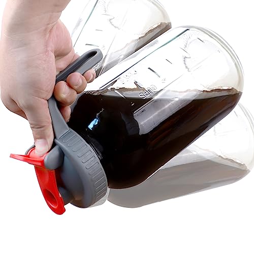 GMSWEET Cold Brew Coffee Maker Mason Jar 32 OZ Wide Mouth Cold Brew Pitcher With Pour Spout Handle Lid And Brew Filter For Iced Coffee, Iced Tea, Lemonade And Beverages