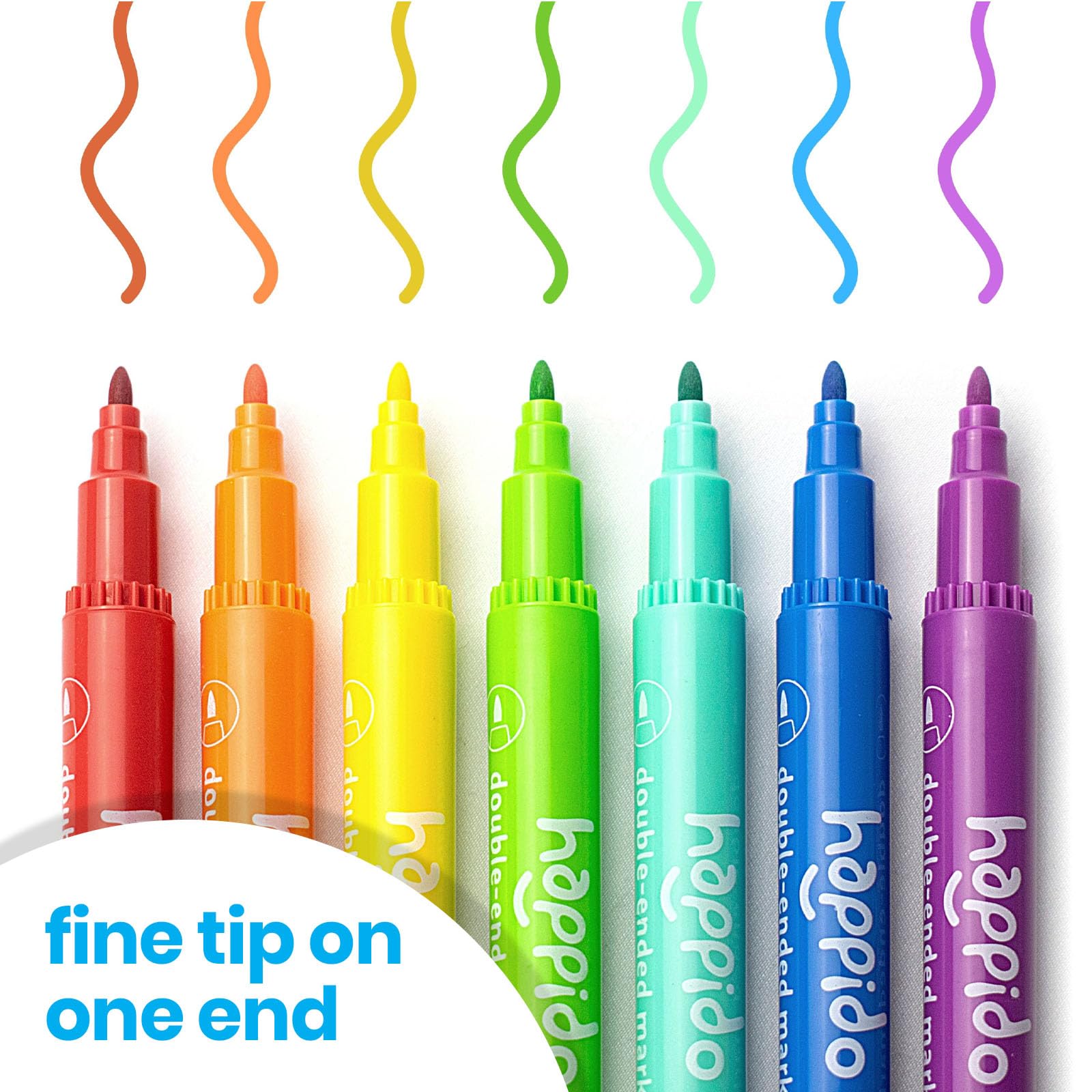 Double Sided Marker Sets for Kids Happido, Set of 36 Water Based Non Toxic Markers with Case, Great School Supplies, Art Supplies and Stationery Set
