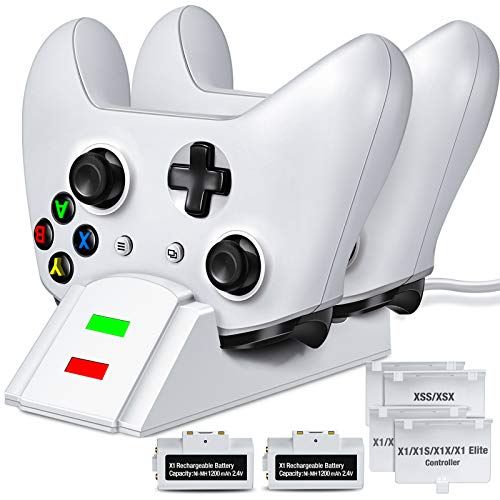 AA Controller Charger for Xbox one, Controller Charging Station Compatible with Xbox Series X|S/One/X/S/Elite, Charger for Xbox One Battery Pack with 2 x 1200mAh Rechargeable Battery