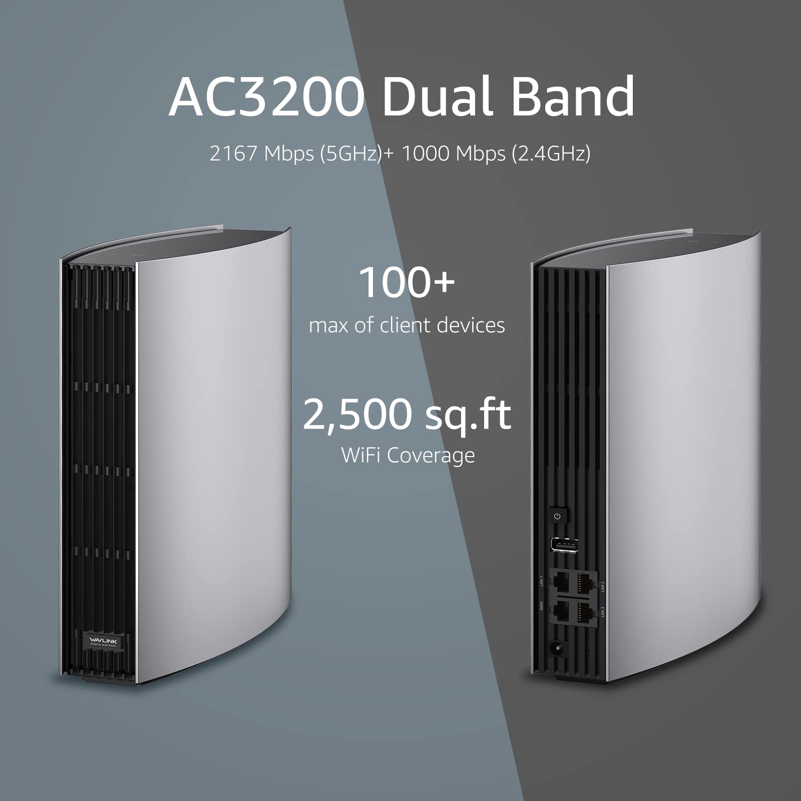 AC3200 Smart WiFi Router - Dual Band Gigabit Wireless Router for Home | Up to 2500 sq.ft Coverage & 100 Devices | 4 GB Ports & 1 USB | LED Screen | Gaming & Streaming | QoS, Parental Control, MU-MIMO