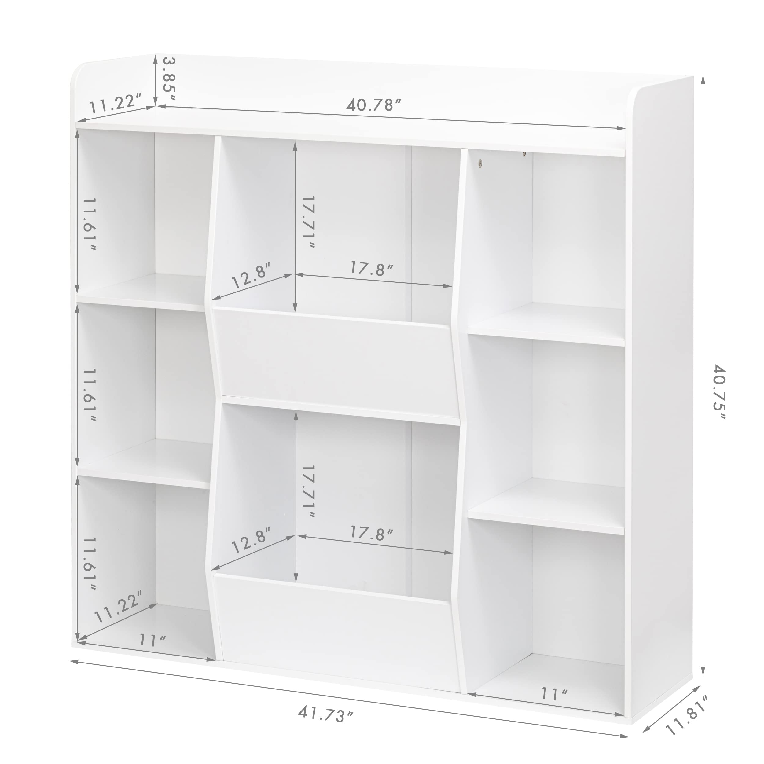 UTEX Kids Toy Storage and Bookshelf, Multifunctional Bookcase with 8 Cubbies and Bins, Open Kids Bookshelf Organizer Display Stand, Large Toy Storage Cabinet for Kids Room, Classroom, Nursery, White