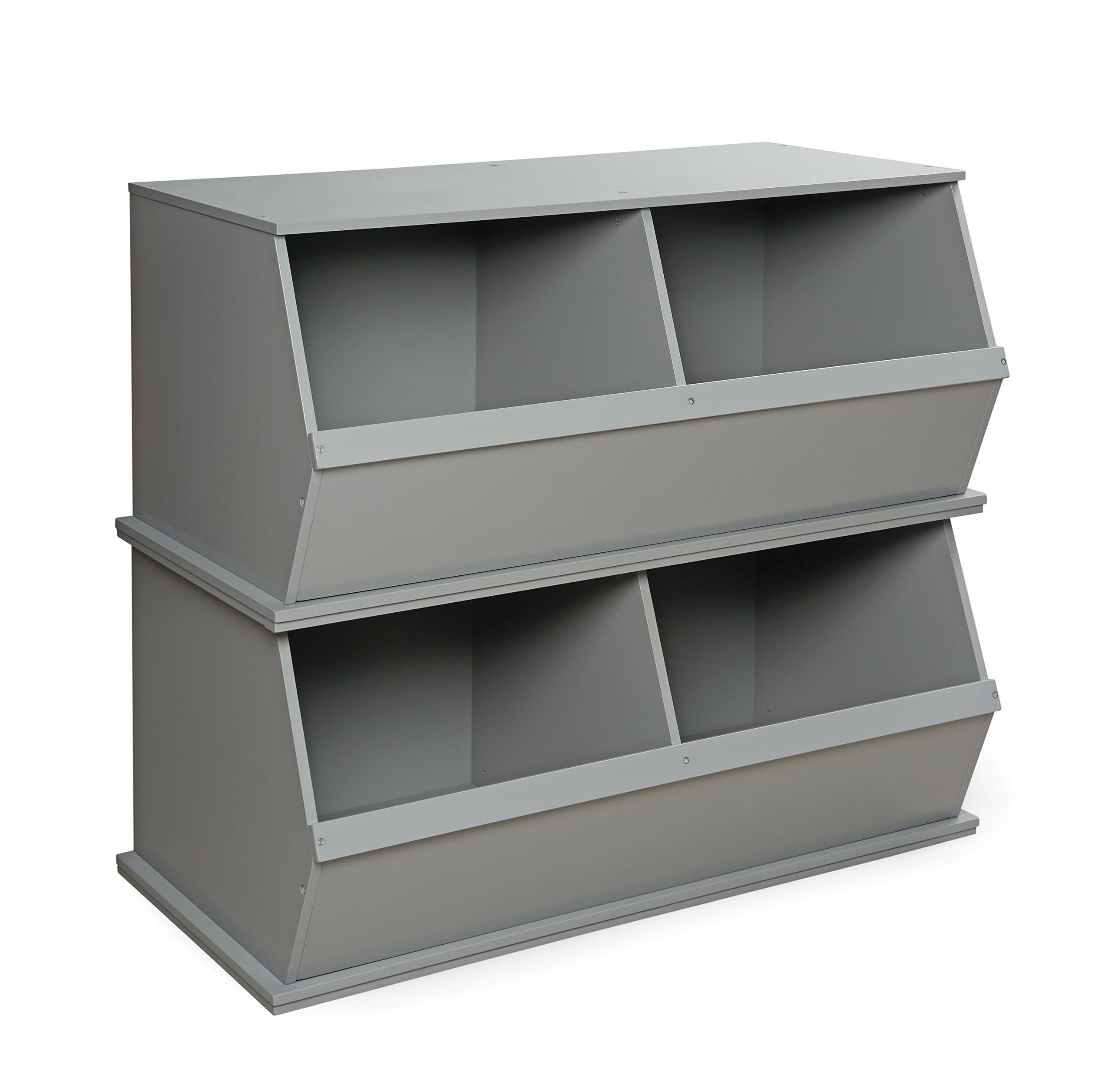 Stackable Wooden 2 Bin Open Storage Toy Organizing Cubby