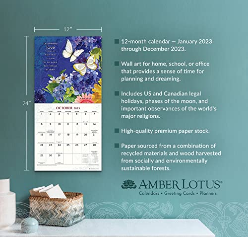 Be Here Now 2023 Wall Calendar: Teachings from Ram Dass | 12" x 24" Open | Amber Lotus Publishing